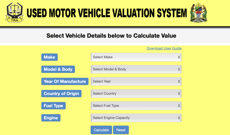TRA Calculator and Motor Vehicle Evaluation System - assengaonline.com