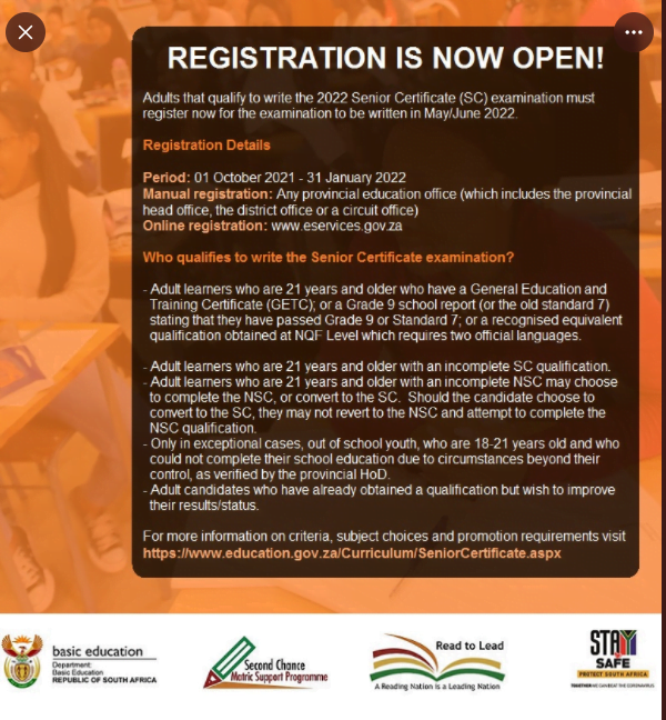 Amended senior certificate 2022 registration | Senior Certificate examinations 2022 ...