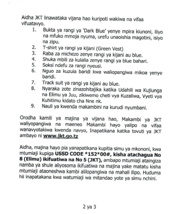 Form six JKT selection 2024 - Form six waliochaguliwa JKT 2024 ...