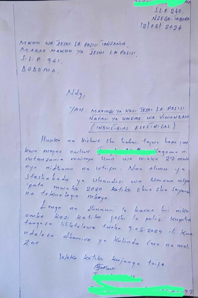 Mfano wa barua ya maombi ajira jeshi la polisi 2024 - assengaonline.com