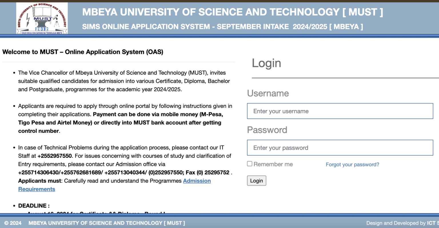 Mbeya University of Science and Technology (MUST) Admission 2024 - MUST ...